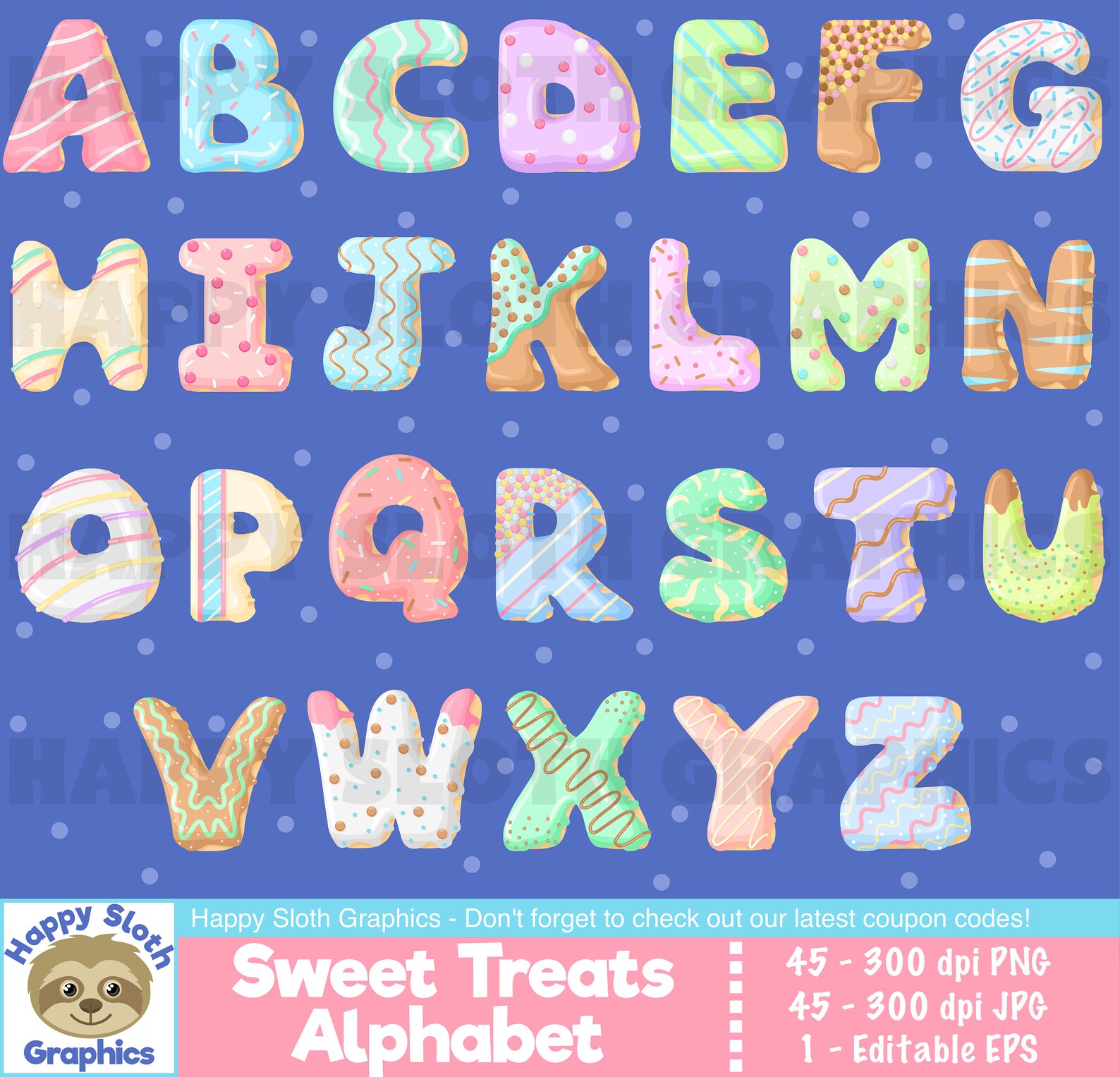 Sweet Treats Donut Alphabet Clipart Set Personal and - Etsy