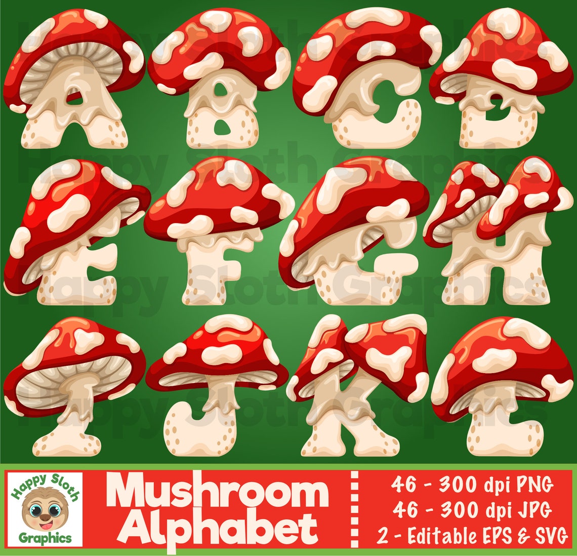 Mushroom Alphabet Clipart Set Personal and Commercial Use - Etsy