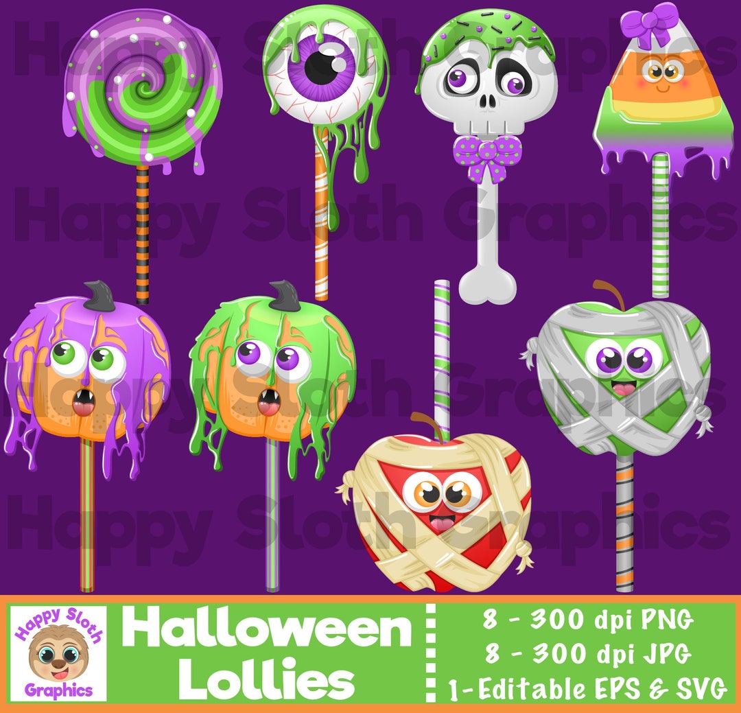 Halloween Lolly Treats, Clipart Set, Personal and Commercial Use Vector ...