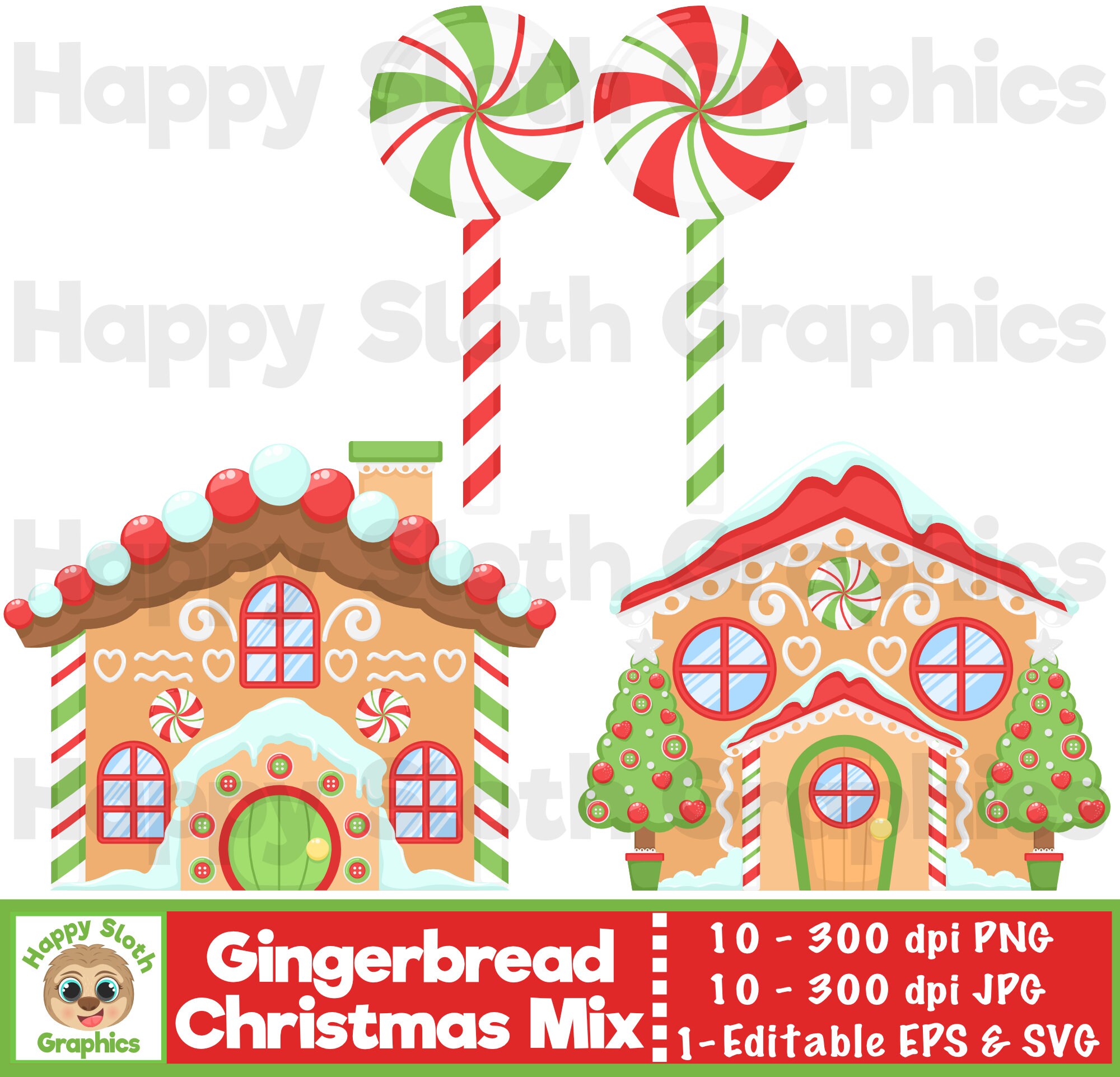 Gingerbread Clipart Mix Set, Personal and Commercial Use Vector, Xmas ...