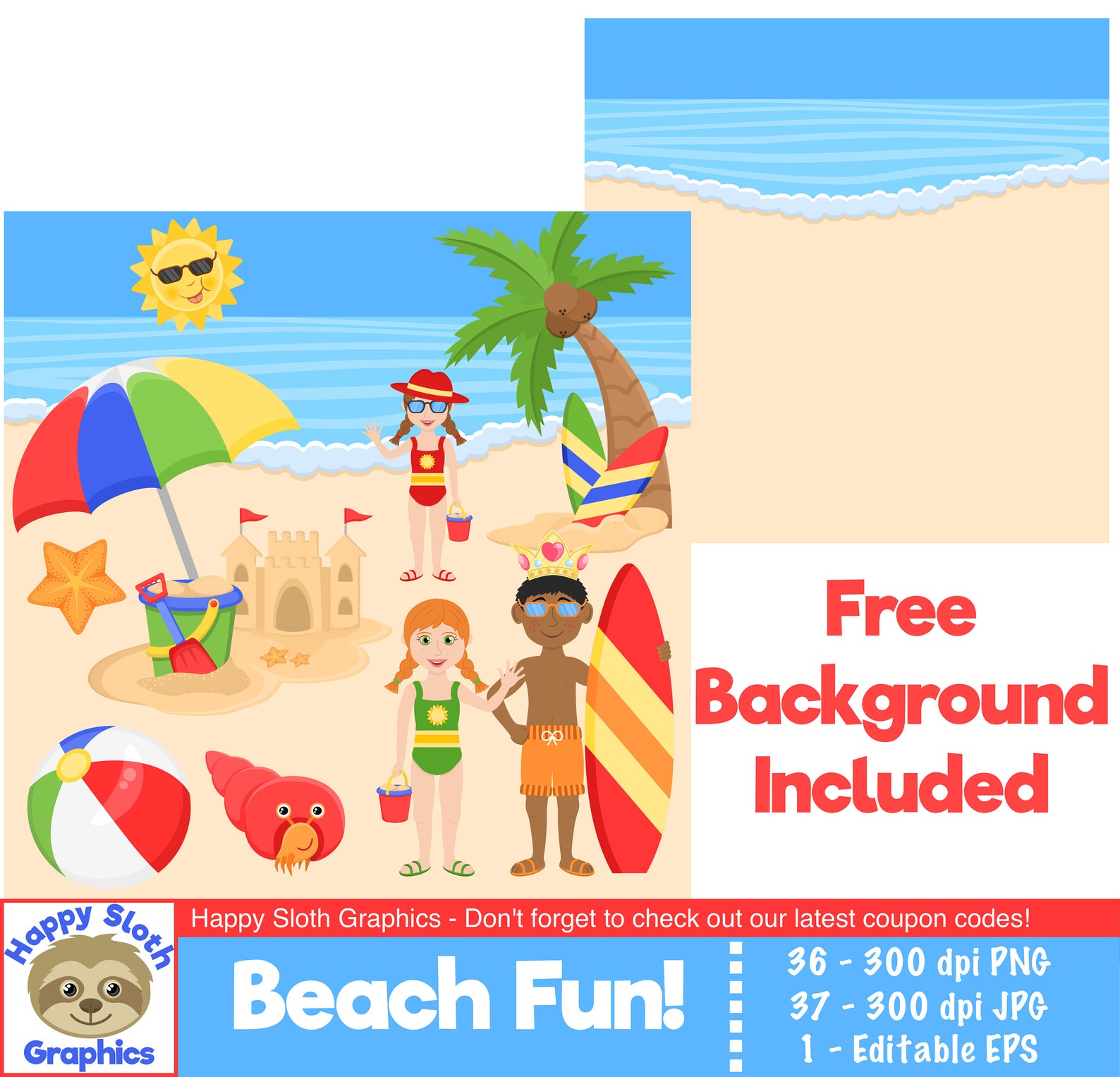 Beach Fun Clipart Set Personal and Commercial Use Vector - Etsy