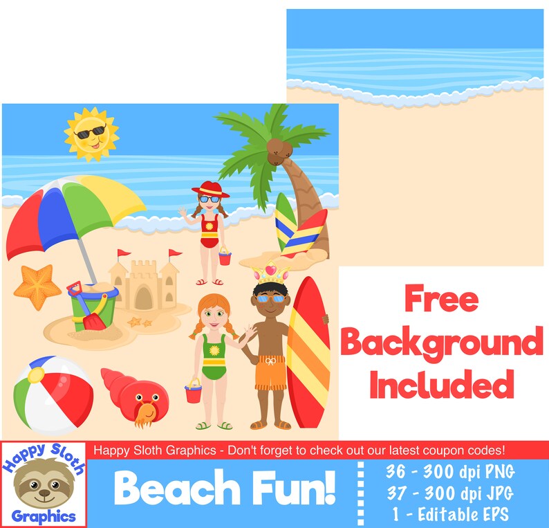 Beach Fun Clipart Set Personal and Commercial Use Vector - Etsy