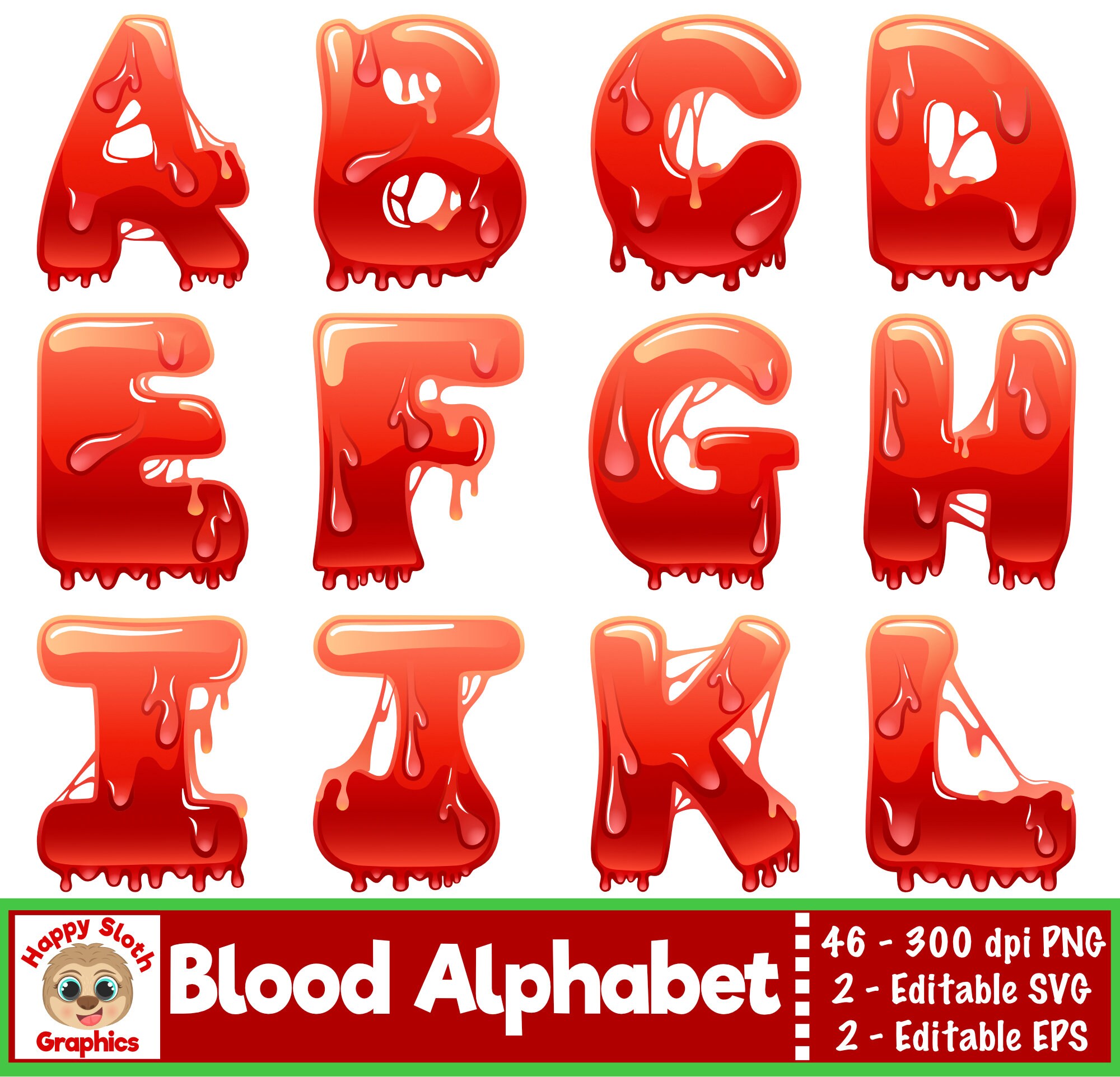 Blood Red Alphabet Clipart Set Personal and Commercial Use - Etsy