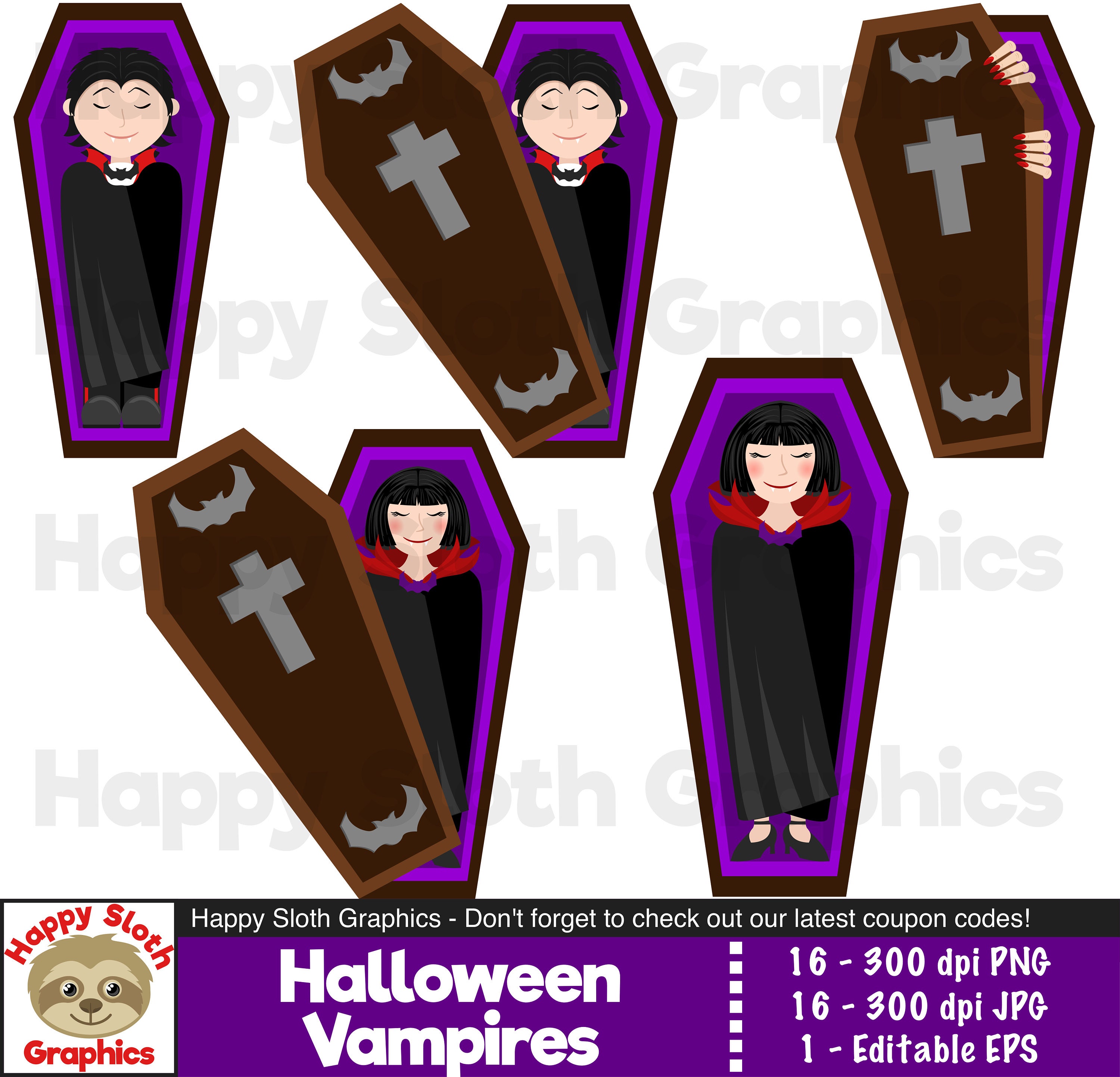 Halloween Vampires Clipart Set Personal and Commercial Use - Etsy