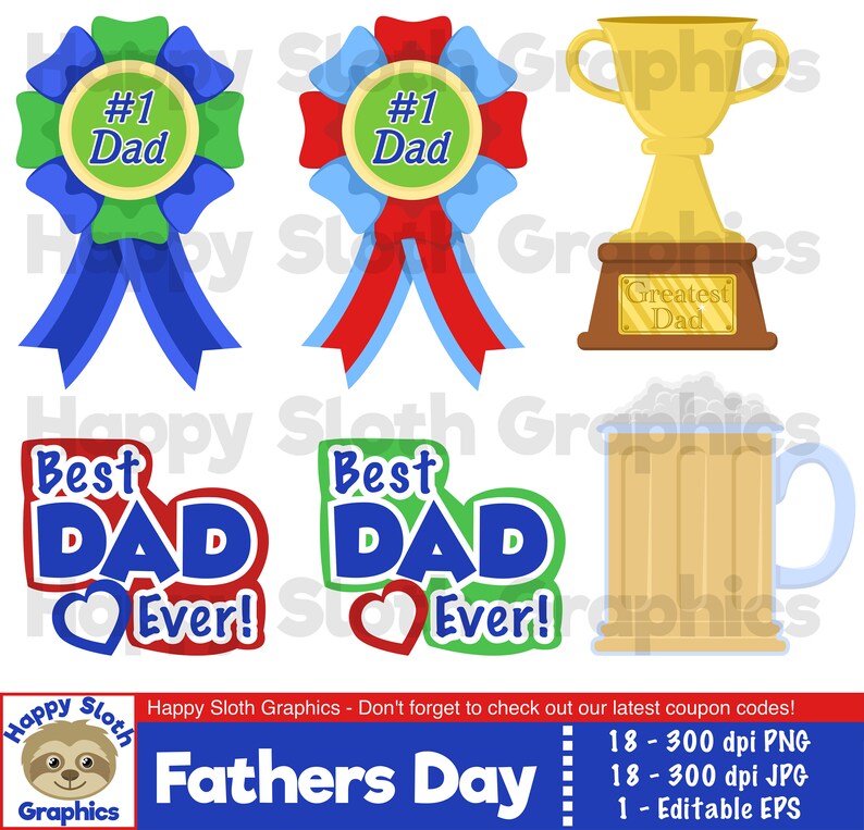 Fathers Day Clipart Set, Personal and Commercial Use Vector Fathering ...