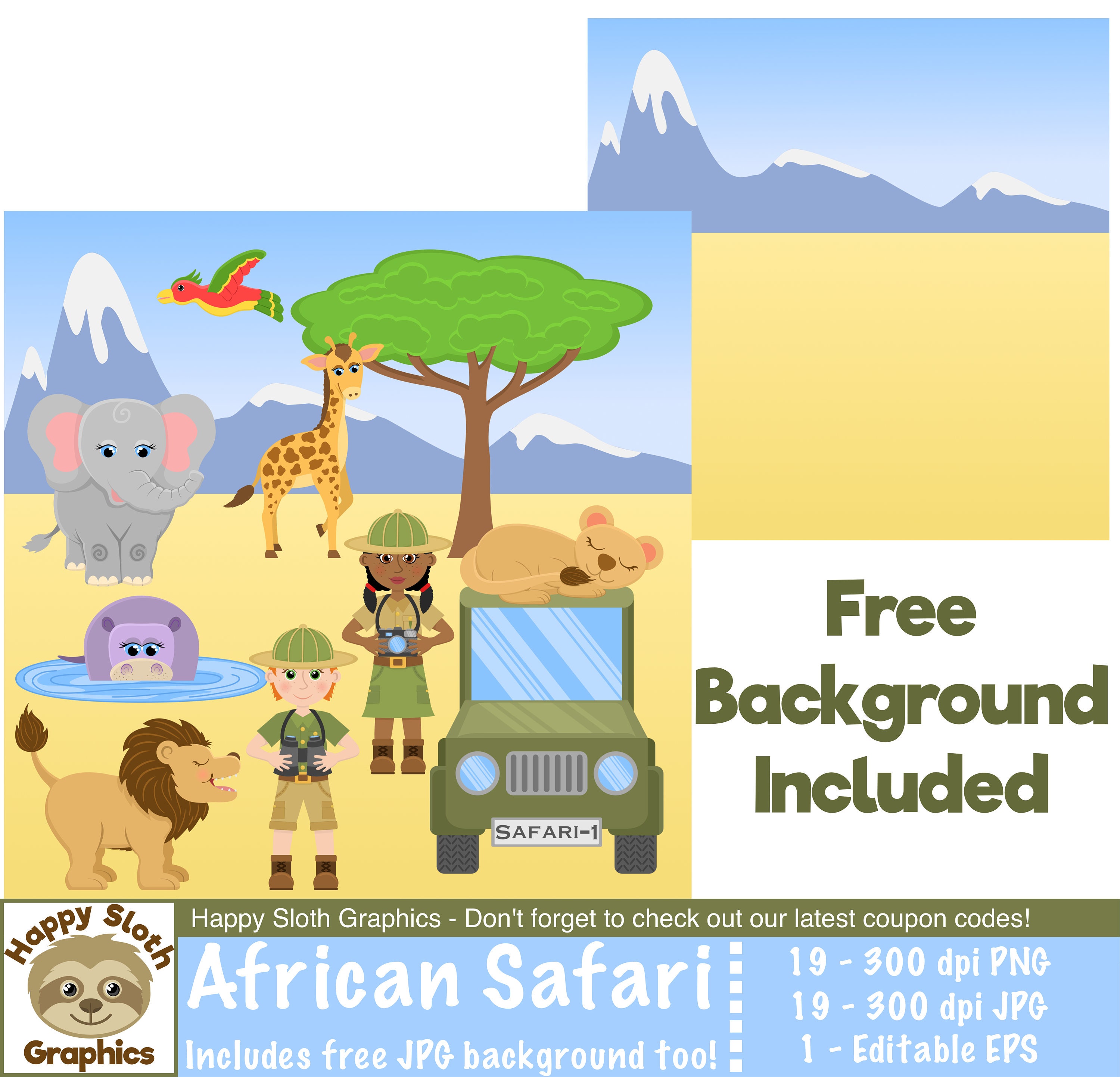 Safari Clipart Set, Personal and Commercial Use Vector African Safari ...