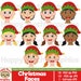 Christmas Faces Clipart Set, Personal and Commercial Use Vector, Xmas ...