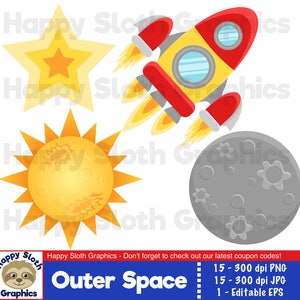 Outer Space Clipart Set, Personal and Commercial Use Vector, Space ...