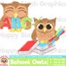 School Owls Clipart Set, Personal and Commercial Use Vector School ...
