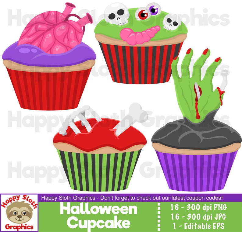 Halloween Cupcakes Clipart Set Personal and Commercial Use - Etsy UK