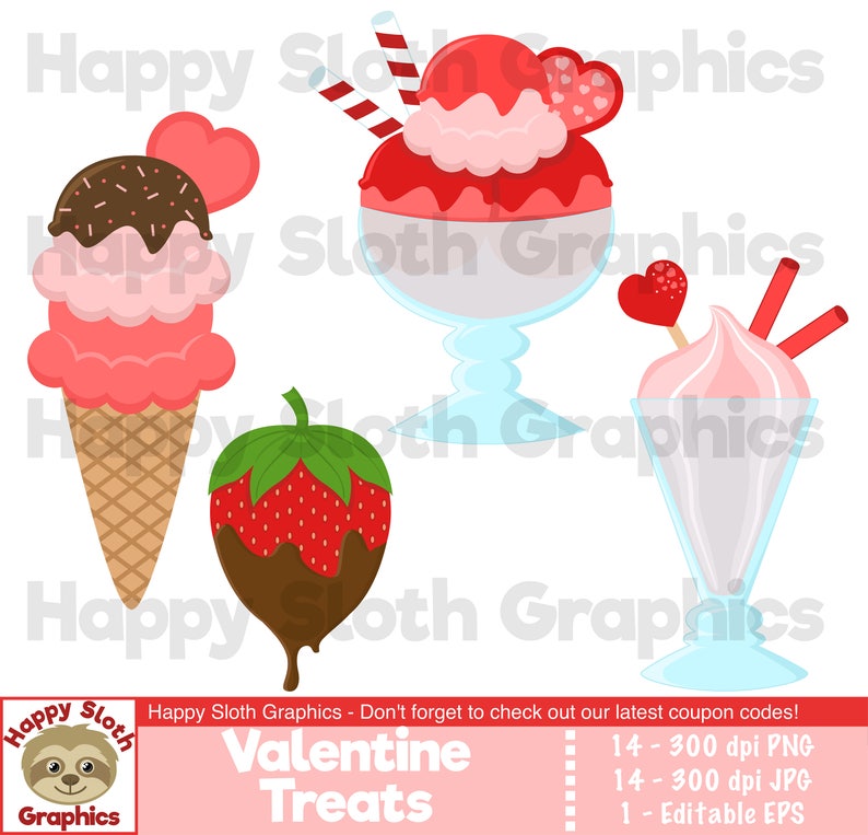 Valentines Treats Clipart Set, Personal and Commercial Use Vector ...