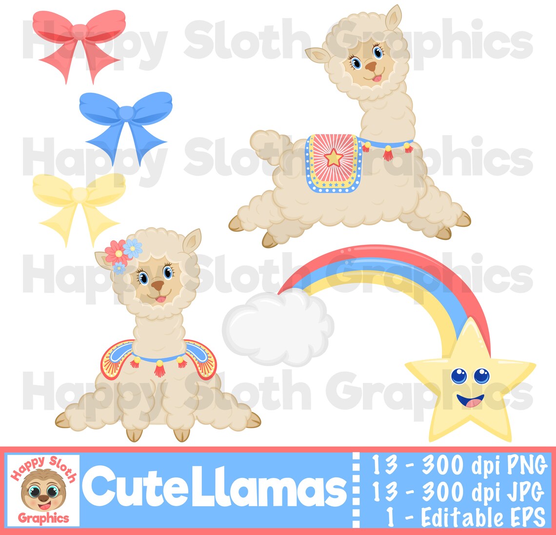Cute Llama Clipart Set Personal and Commercial Use Vector - Etsy