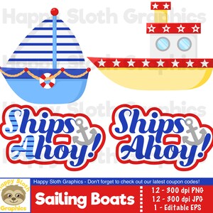 Sailing Boats Clipart Set, Personal and Commercial Use Vector, Sailor ...