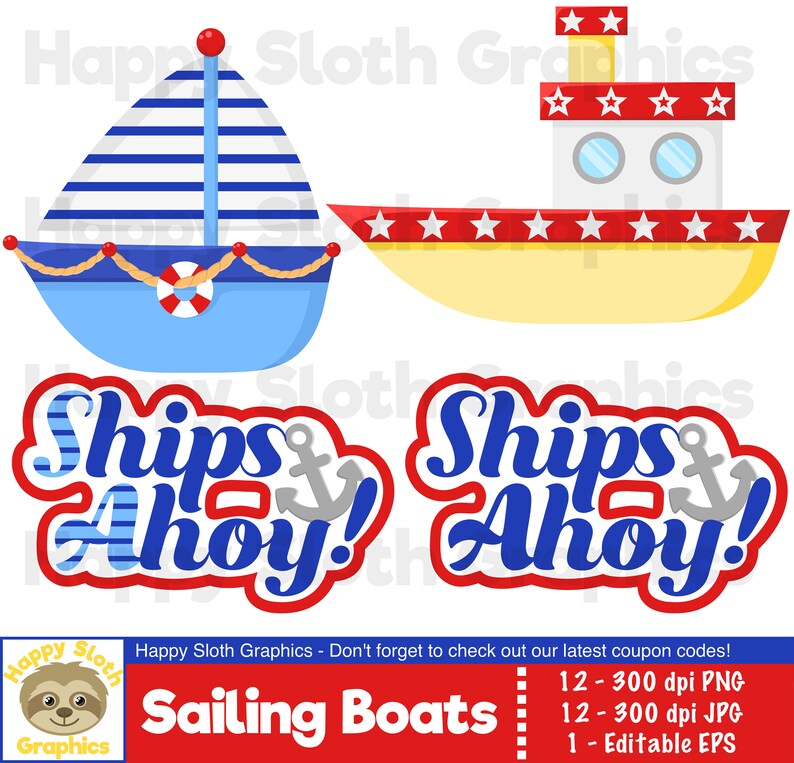 Sailing Boats Clipart Set, Personal and Commercial Use Vector, Sailor ...