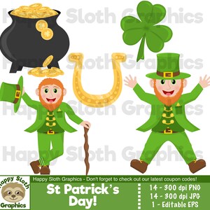St Patrick’s Day Clipart Set, Personal and Commercial Use Vector St ...