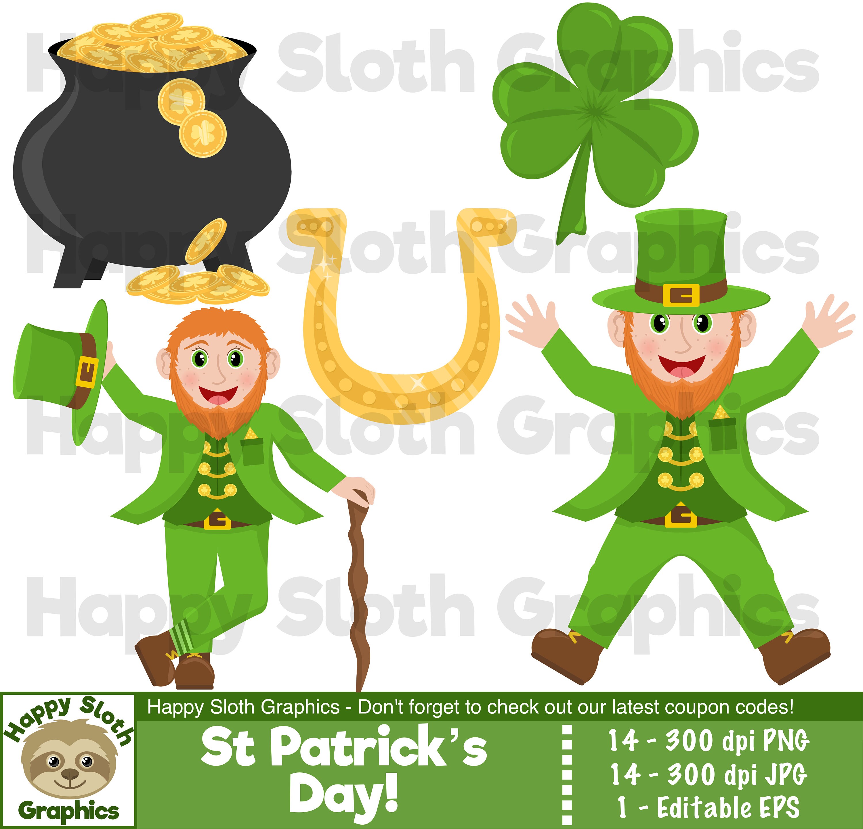 St Patricks Day Clipart Set, Personal and Commercial Use Vector St ...