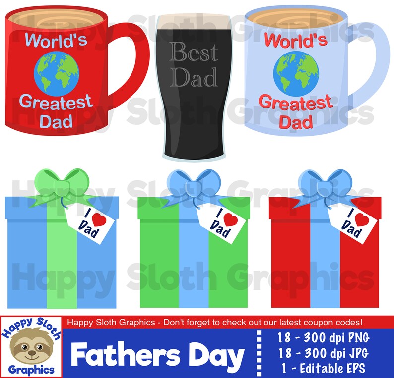 Fathers Day Clipart Set, Personal and Commercial Use Vector Fathering ...