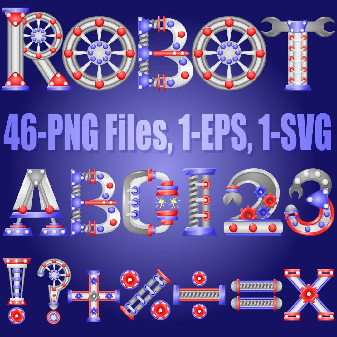Robot Alphabet Clipart Set, Personal and Commercial Use Vector, Kids ...