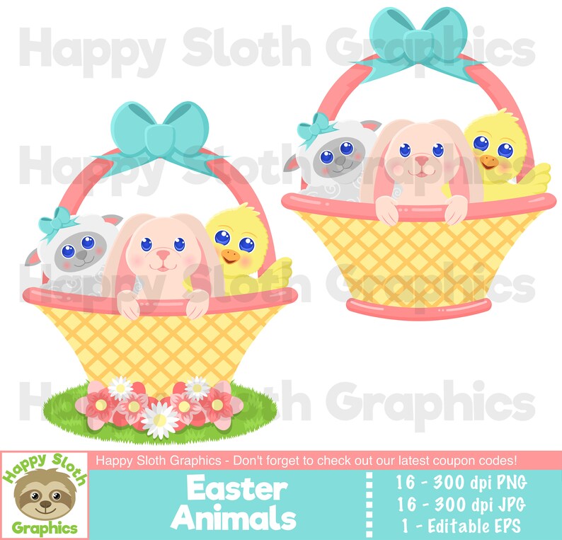 Easter Animals Clipart Set, Personal and Commercial Use Vector Spring ...