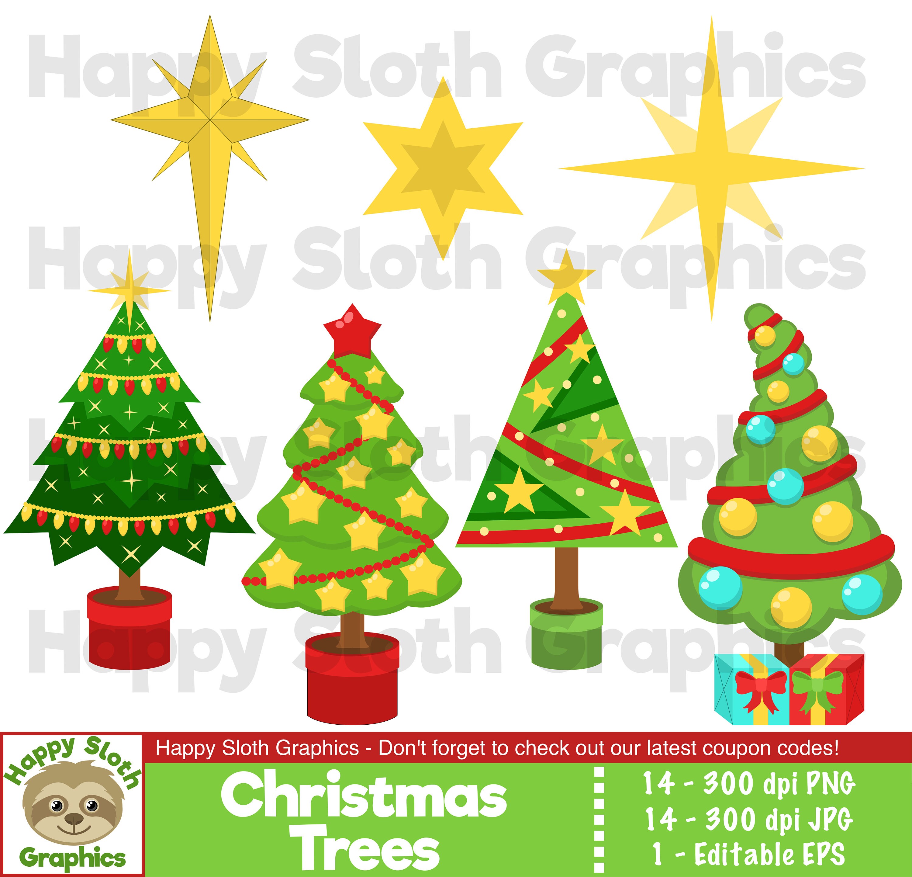 Christmas Tree Clipart Set Personal and Commercial Use | Etsy