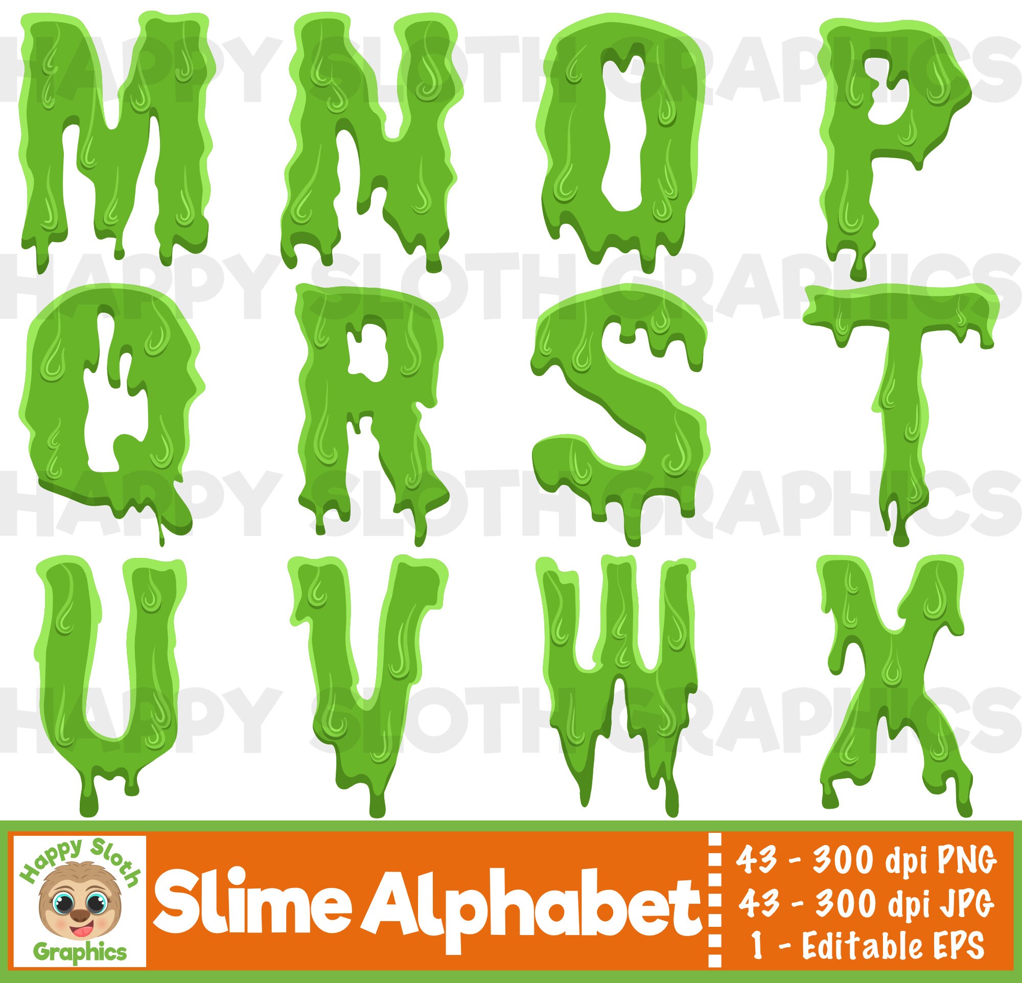 Green Slime Clipart Set, Personal and Commercial Use Vector, Halloween ...