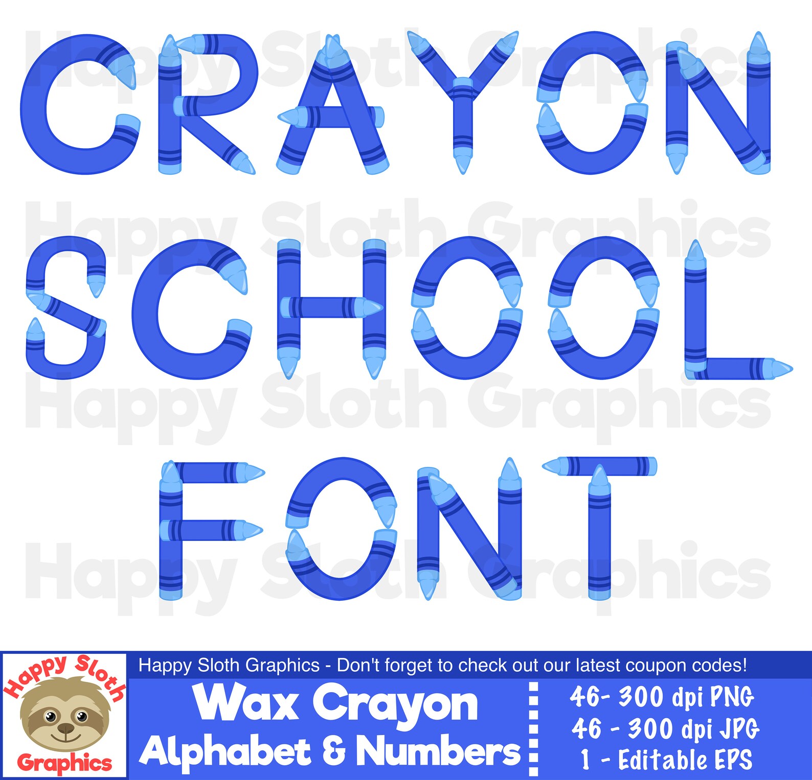 Blue Wax Crayon Alphabet Clipart Set Personal and Commercial - Etsy