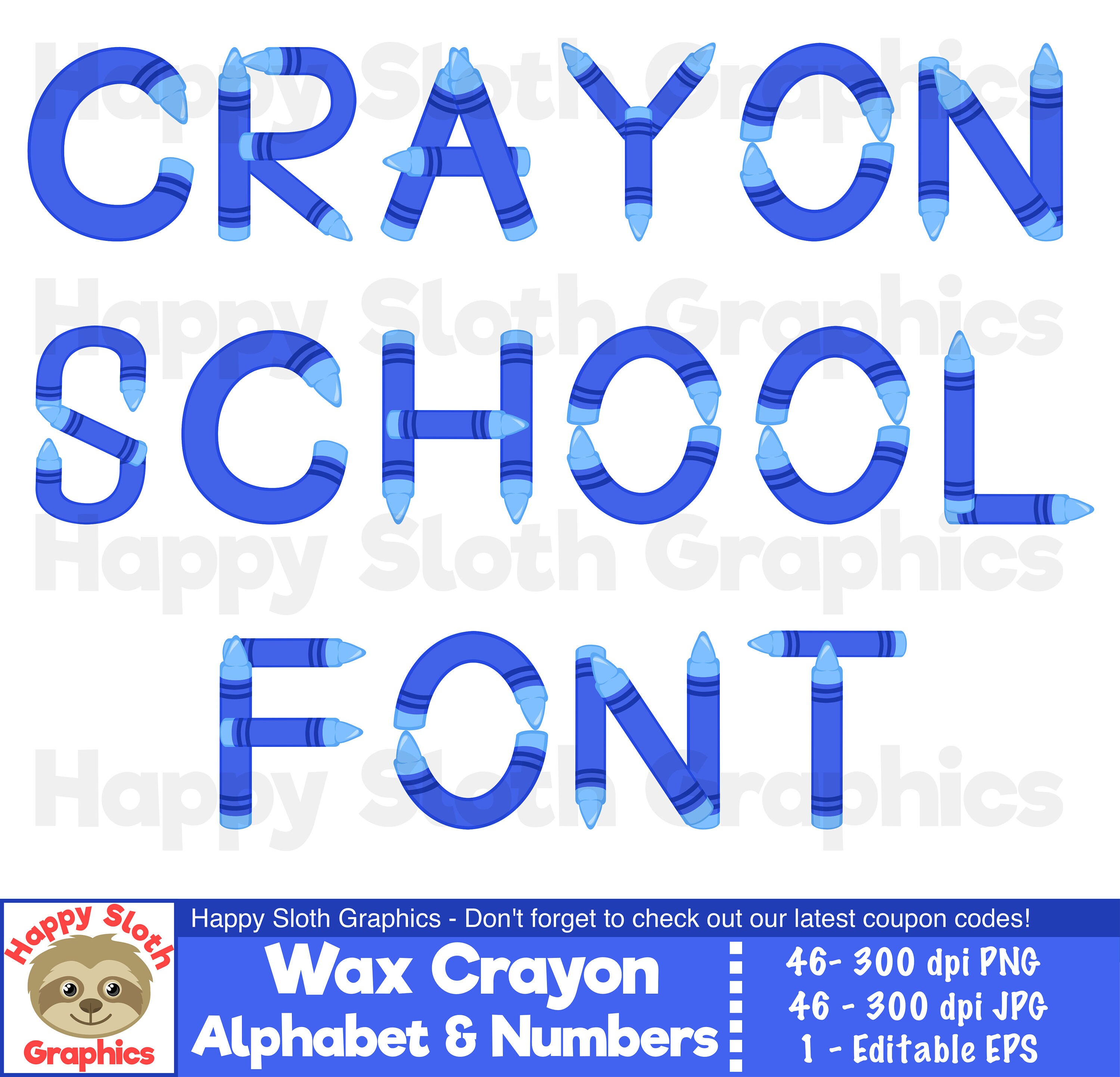 Blue Wax Crayon Alphabet Clipart Set Personal and Commercial - Etsy