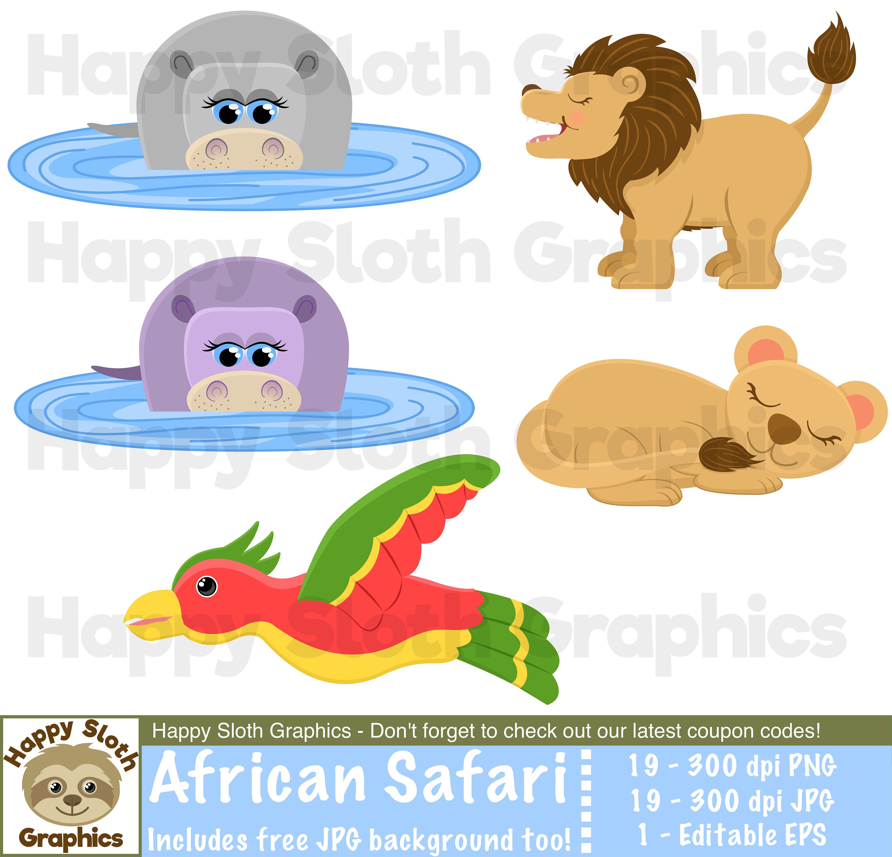 Safari Clipart Set, Personal and Commercial Use Vector African Safari ...