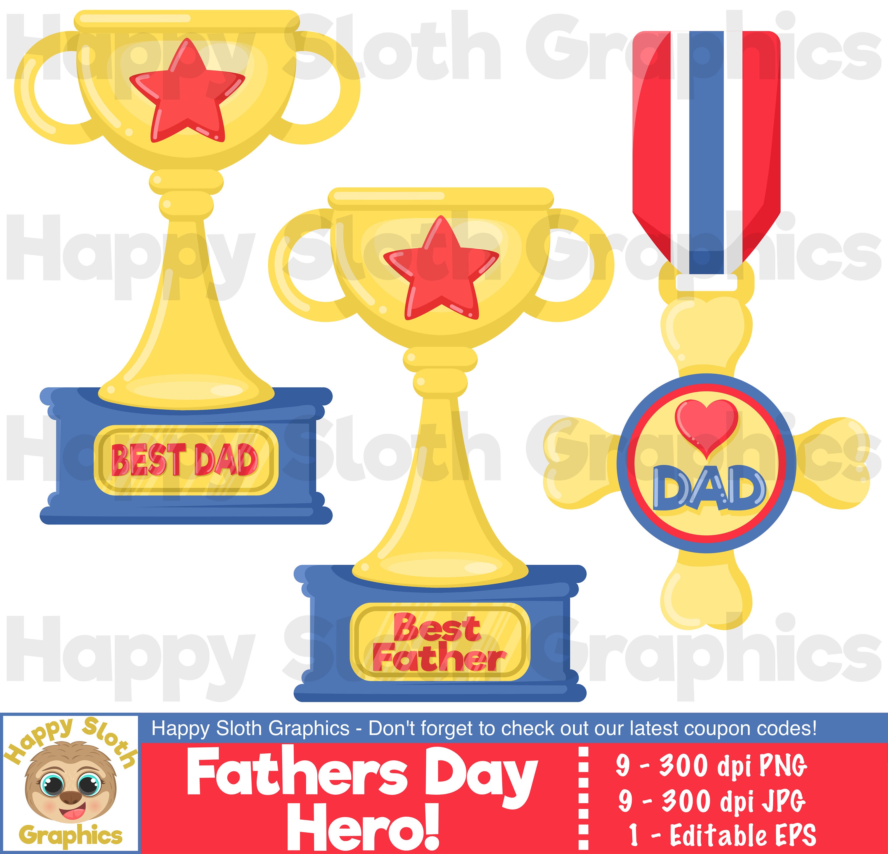 Fathers Day Hero Clipart Set, Personal and Commercial Use Vector ...