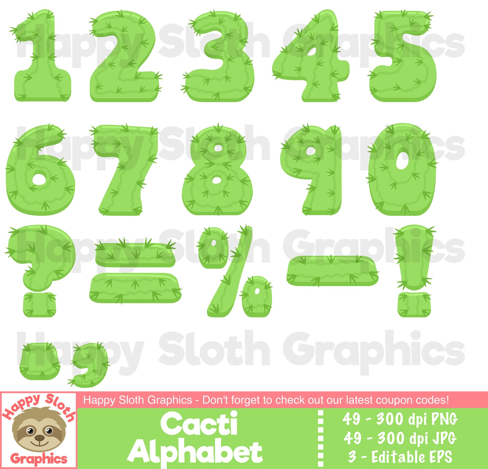 Cacti Lovers Alphabet Clipart Set, Personal and Commercial Use Vector ...