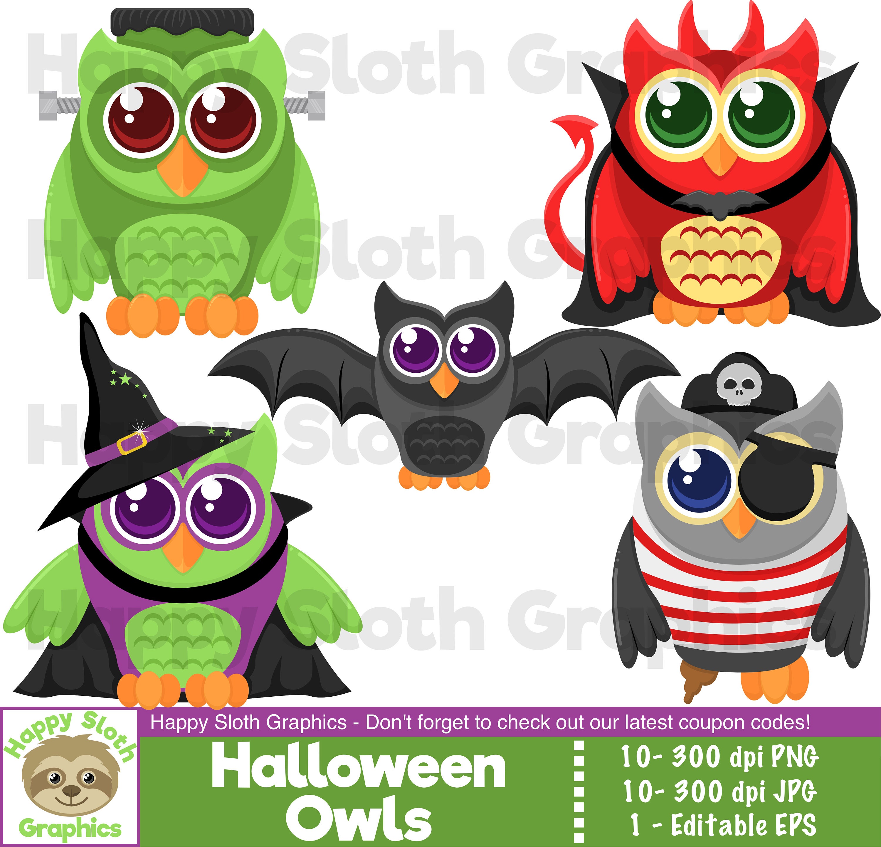 Halloween Owls Clipart Set Personal and Commercial Use - Etsy