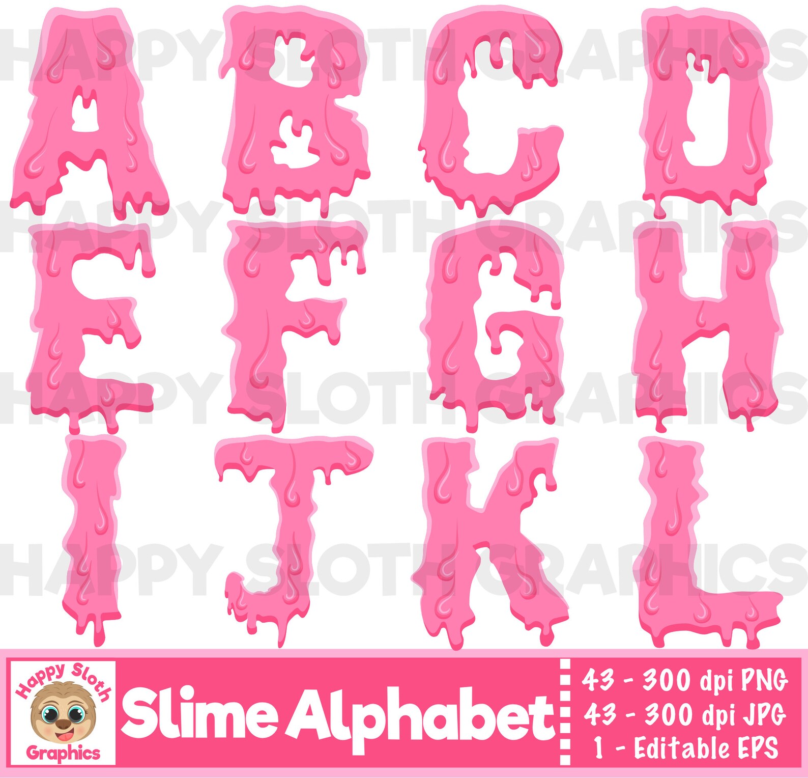 Pink Slime Clipart Set Personal and Commercial Use Vector - Etsy