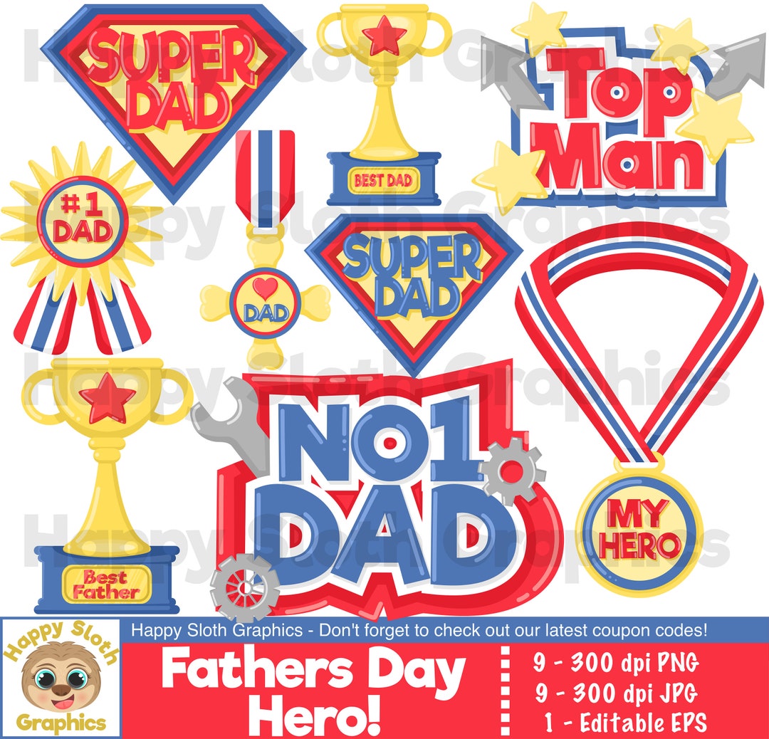 Fathers Day Hero Clipart Set, Personal and Commercial Use Vector ...