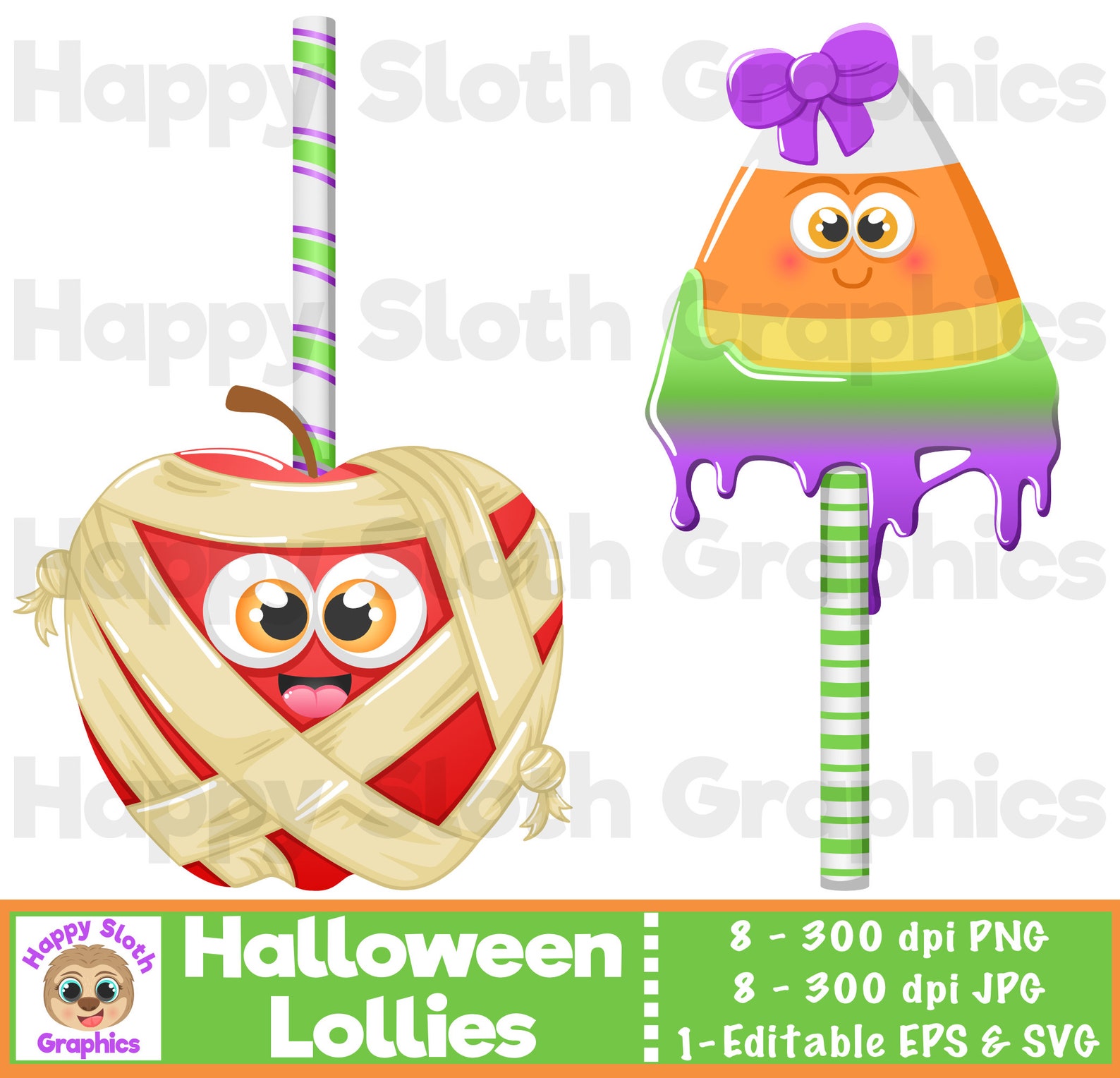 Halloween Lolly Treats Clipart Set Personal and Commercial - Etsy