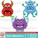 Cute Monsters Clipart Set, Personal and Commercial Use Vector Digital ...
