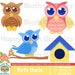 Cute Owls Clipart Set, Personal and Commercial Use Vector Owls Digital ...