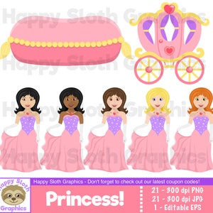 Princess Fun Clipart Set, Personal and Commercial Use Vector Royal ...
