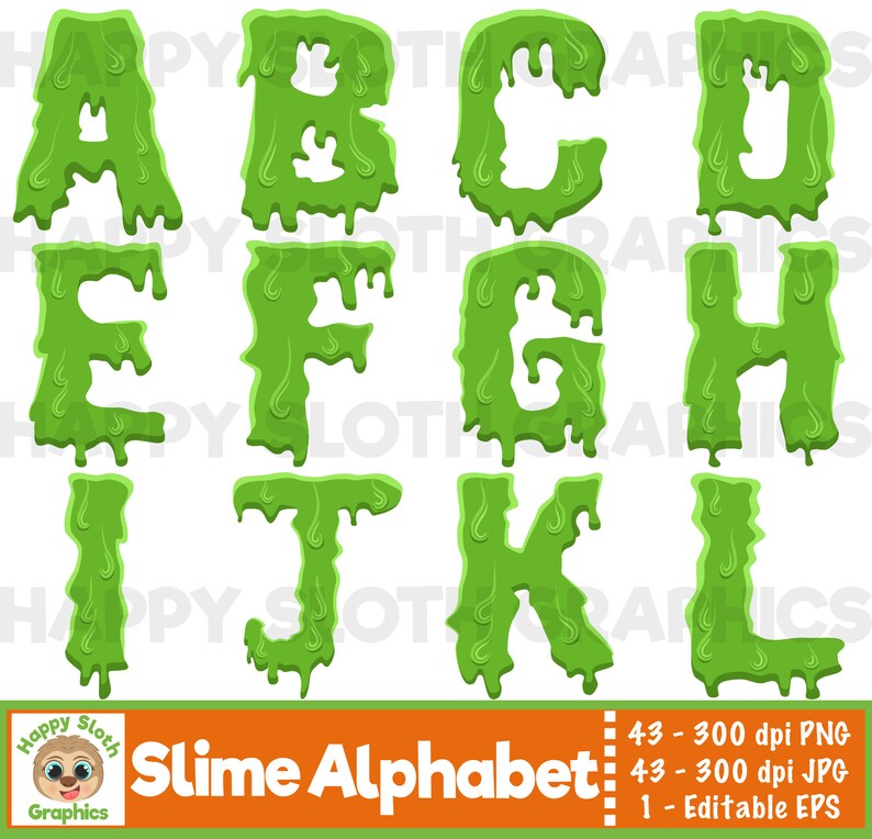 Green Slime Clipart Set, Personal and Commercial Use Vector, Halloween ...