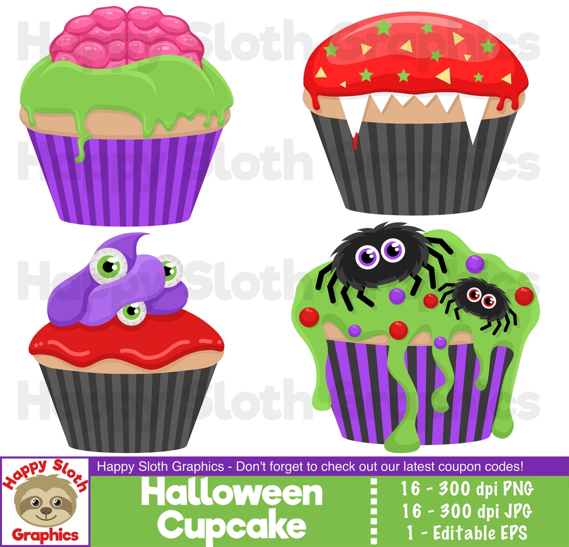 Halloween Cupcakes Clipart Set Personal and Commercial Use - Etsy UK