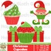 Christmas Cupcakes Clipart Set, Personal and Commercial Use Vector Food ...
