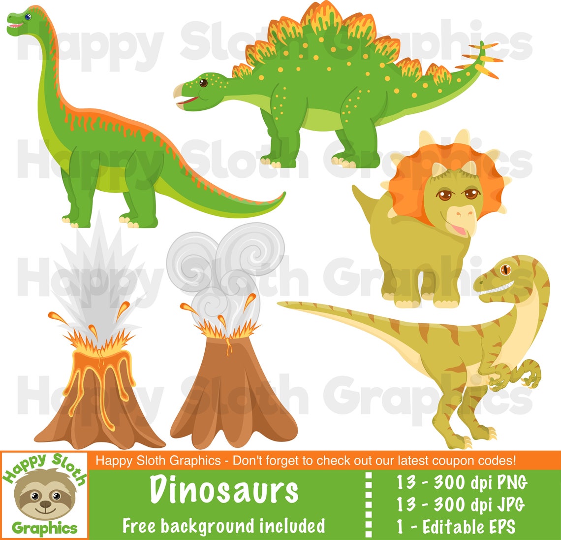 Dinosaur Clipart Set Personal and Commercial Use Vector - Etsy UK