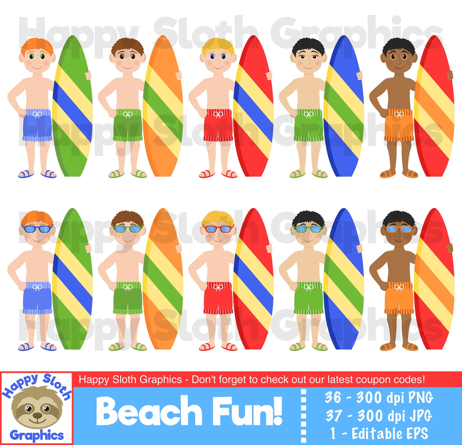 Beach Fun Clipart Set Personal and Commercial Use Vector - Etsy