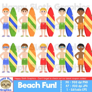 Beach Fun Clipart Set, Personal and Commercial Use Vector Seaside ...