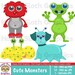 Cute Monsters Clipart Set, Personal and Commercial Use Vector Digital ...