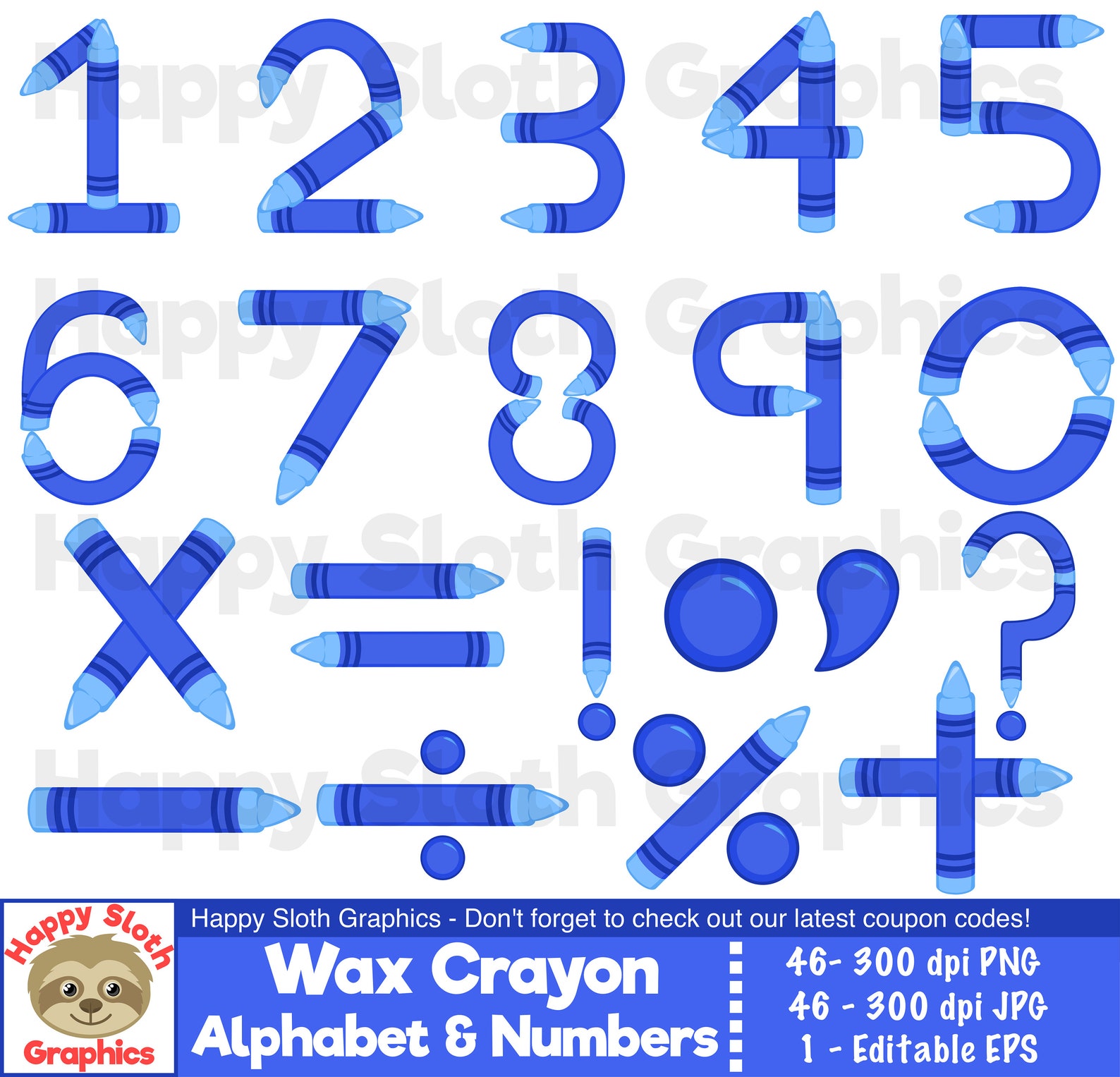 Blue Wax Crayon Alphabet clipart set personal and commercial | Etsy