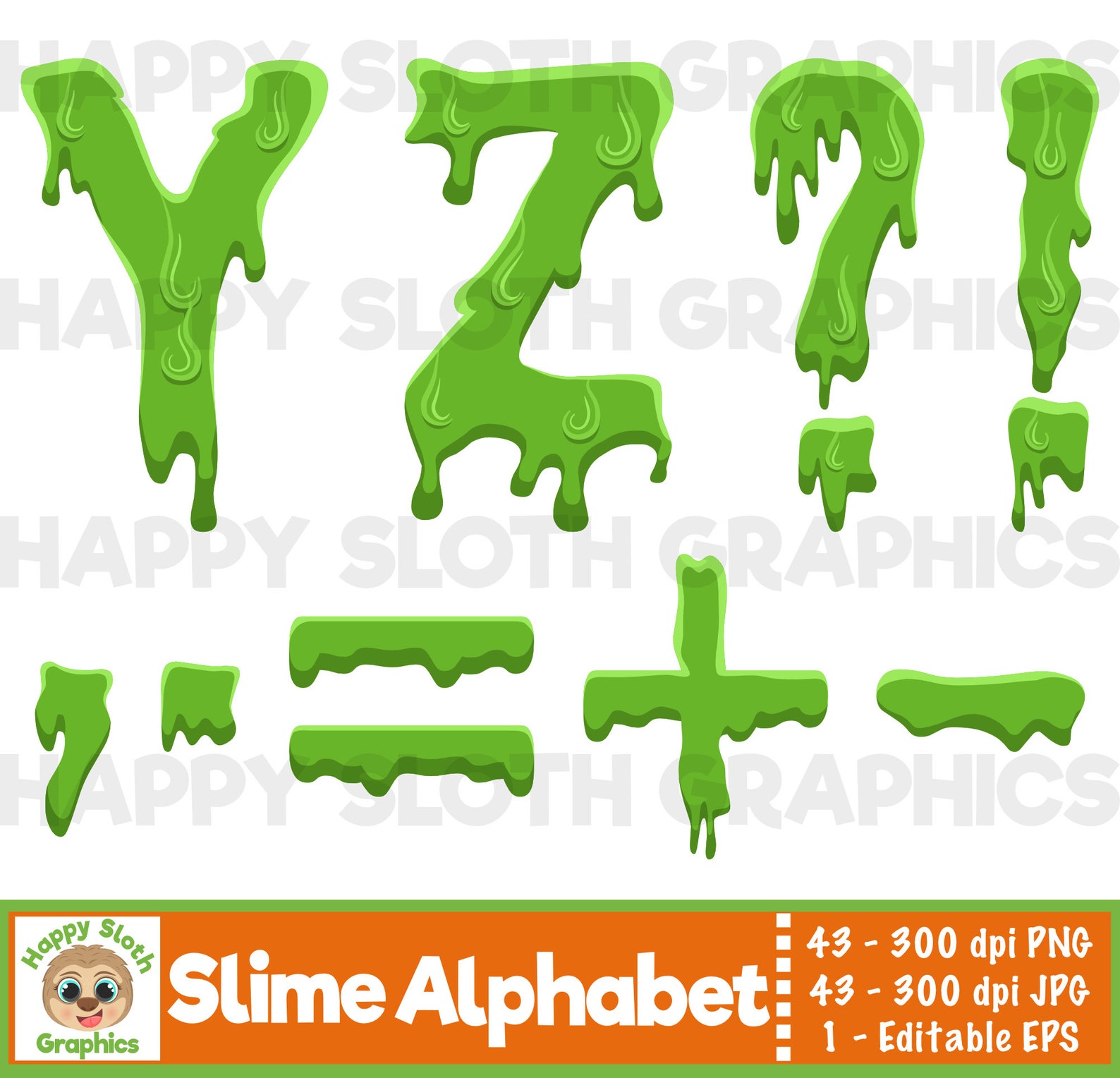 Green Slime Clipart Set, Personal and Commercial Use Vector, Halloween ...