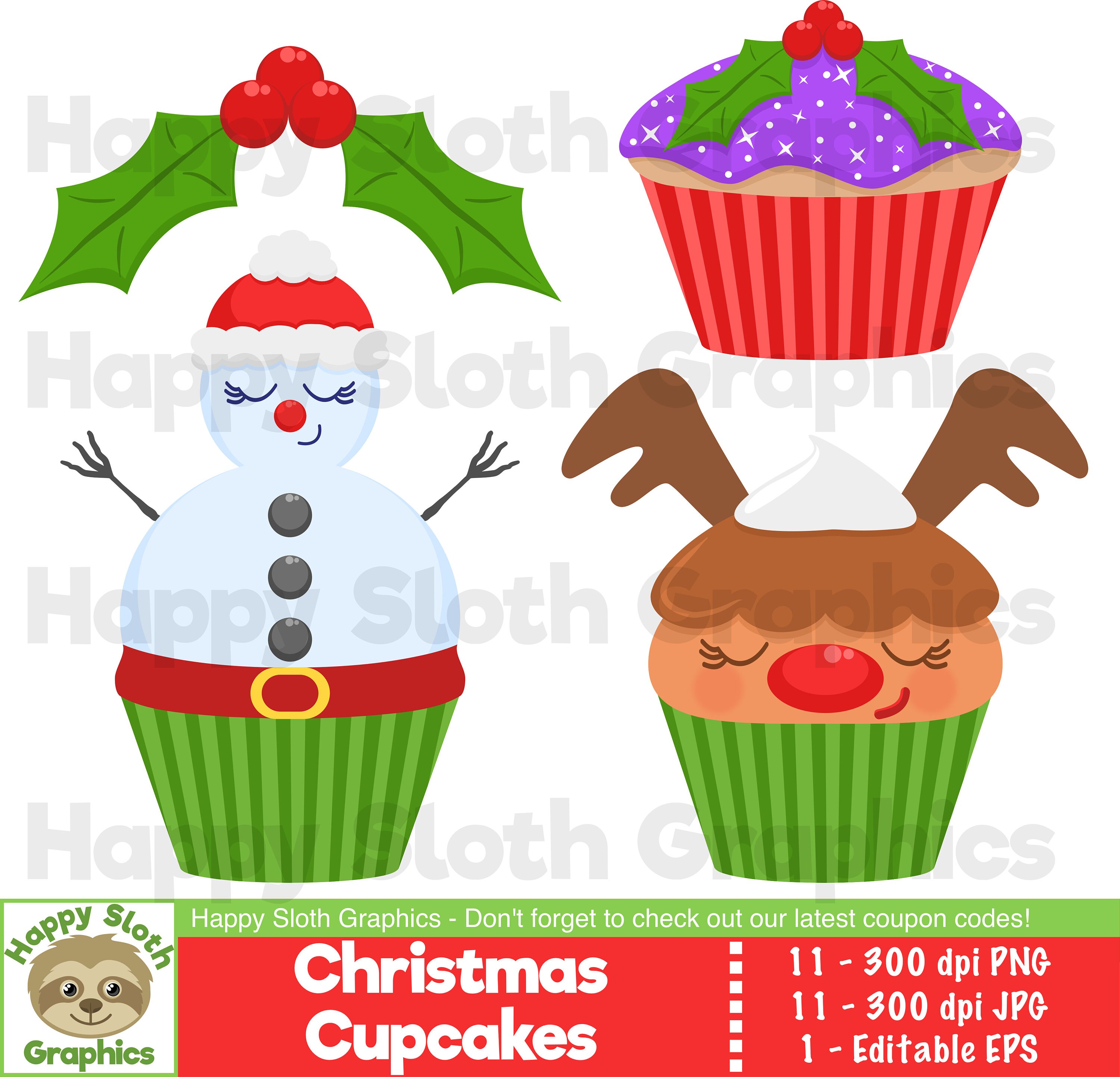 Christmas Cupcakes Clipart Set Personal and Commercial Use - Etsy UK