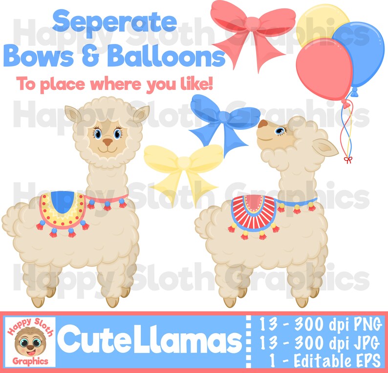 Cute Llama Clipart Set, Personal and Commercial Use Vector Alpaca ...