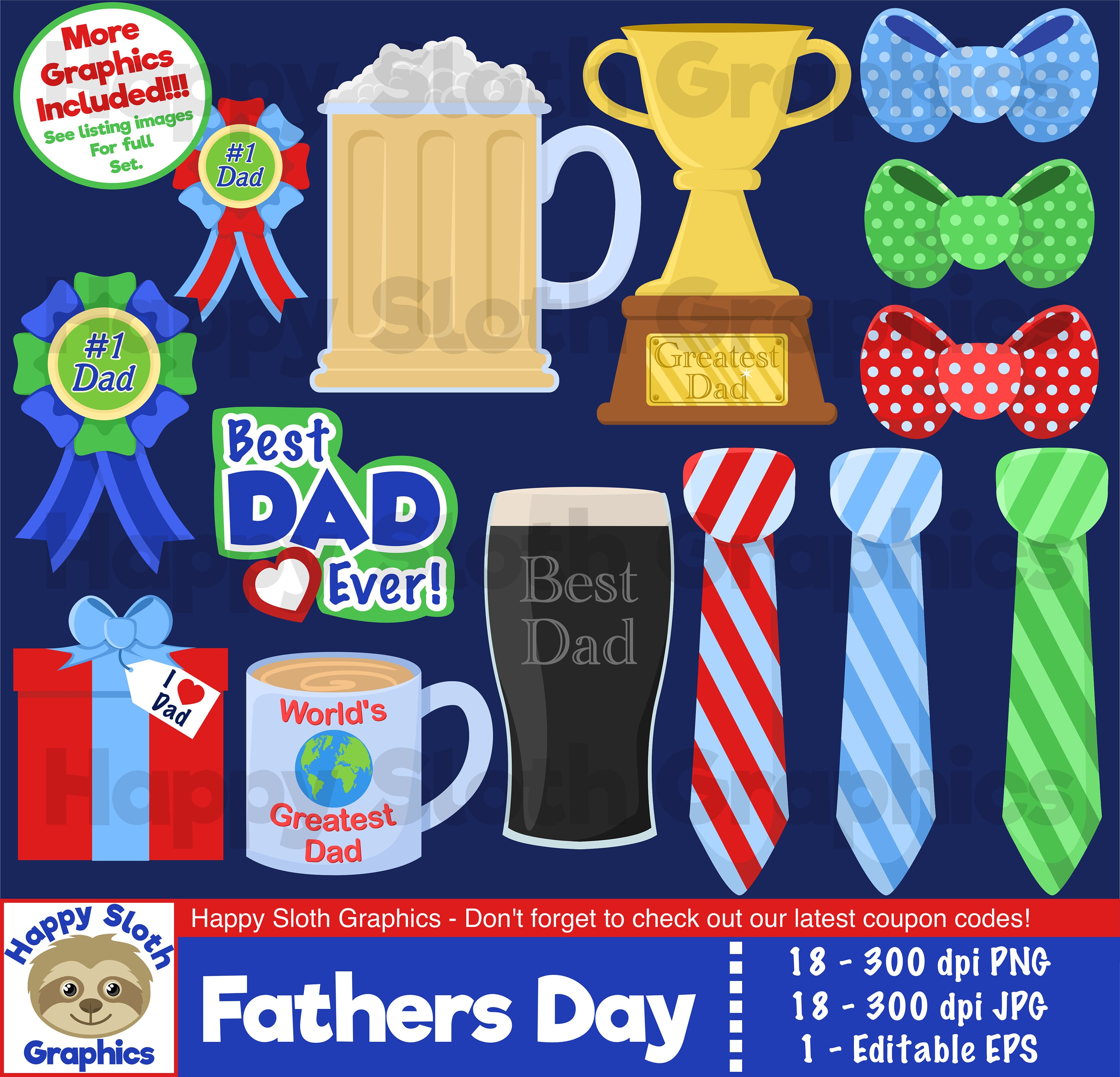 Fathers Day Clipart Set, Personal and Commercial Use Vector Fathering ...