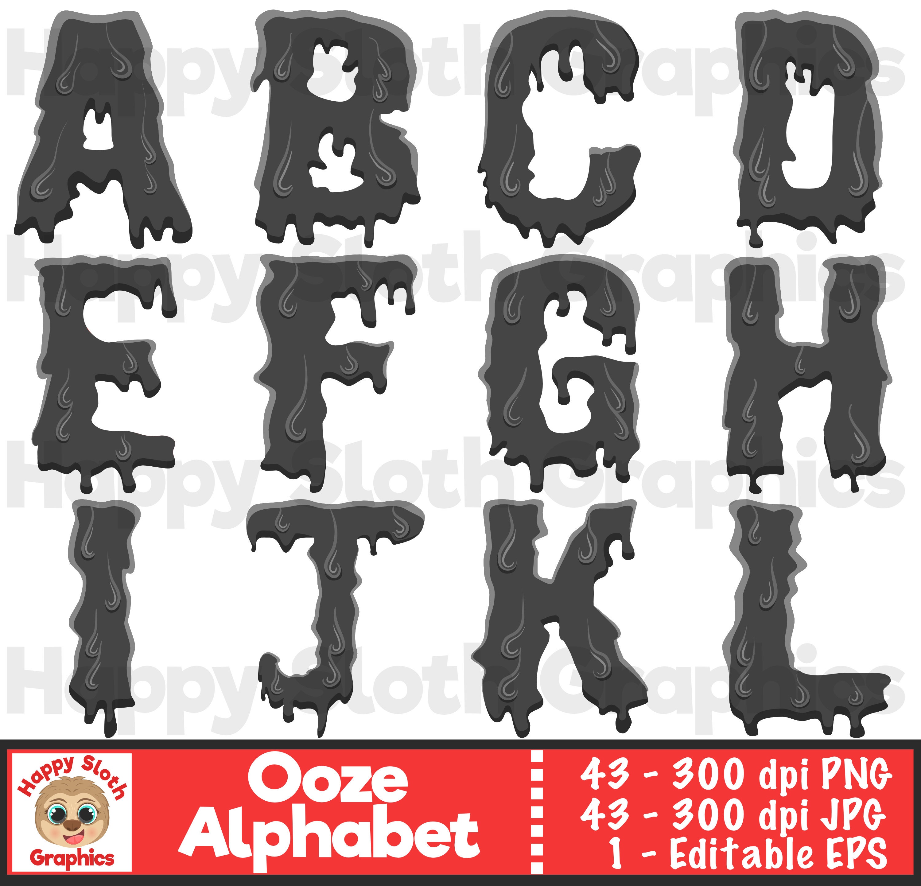 Black Ooze Clipart Set, Personal and Commercial Use Vector, Halloween ...